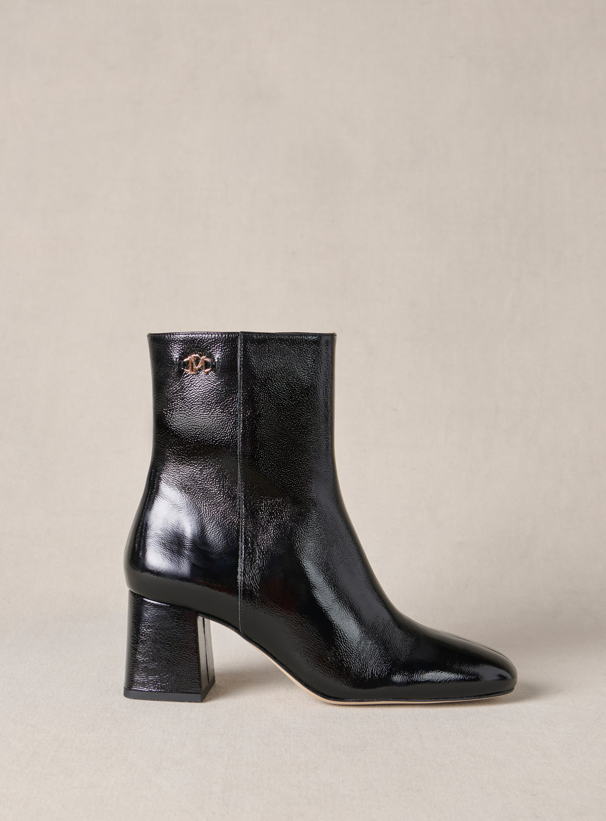 Cally: Patent Leather Ankle Boots, Black - Petite Mendigote